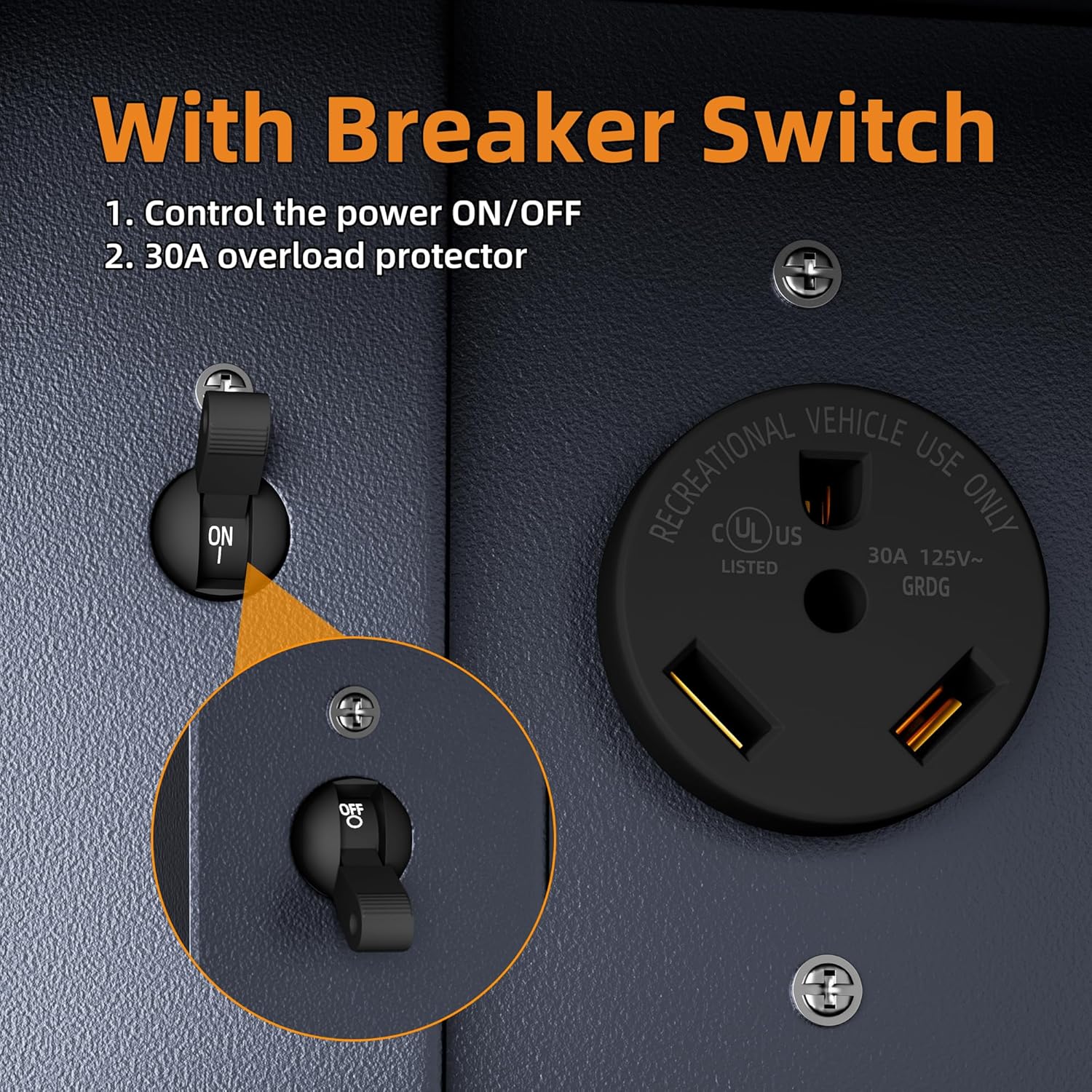 Joinfworld Caja de toma de corriente de 30 amperios con disyuntor, resistente a la intemperie ...