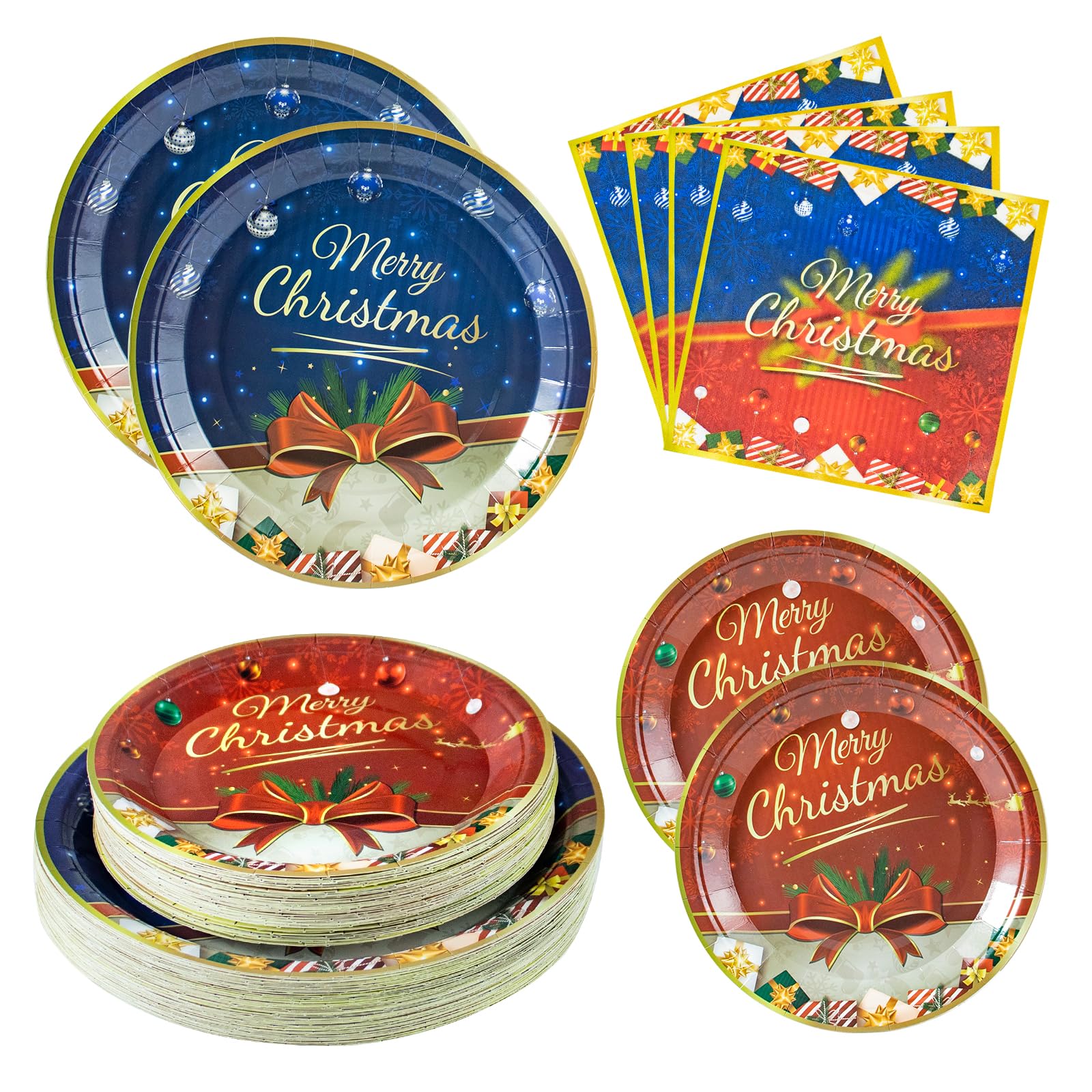 Amazon.com: Osonm 180PCS Christmas Paper Plates and Napkins, Christmas ...