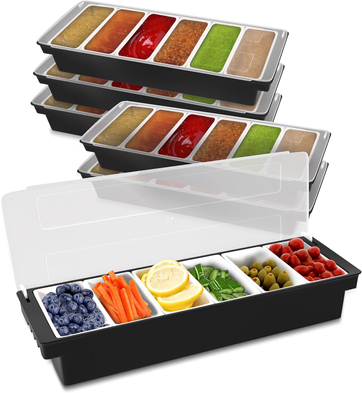 Amazon.com | G Francis Bar Condiment Tray with Lid 6 Pack - 6 ...