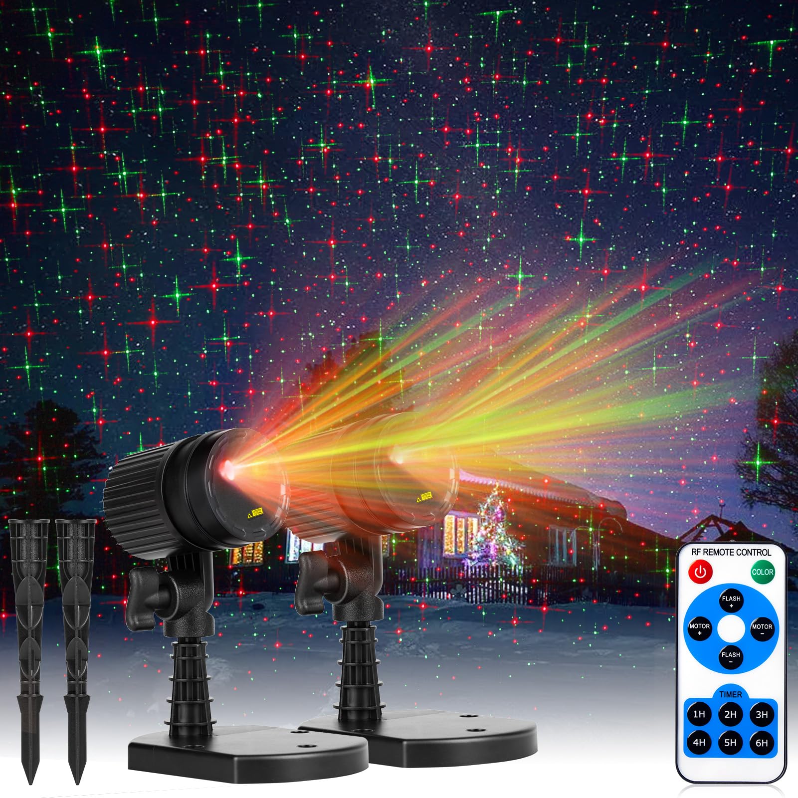 Amazon.com: 2 Pack Christmas Lights Laser Projector Outdoor Red and ...