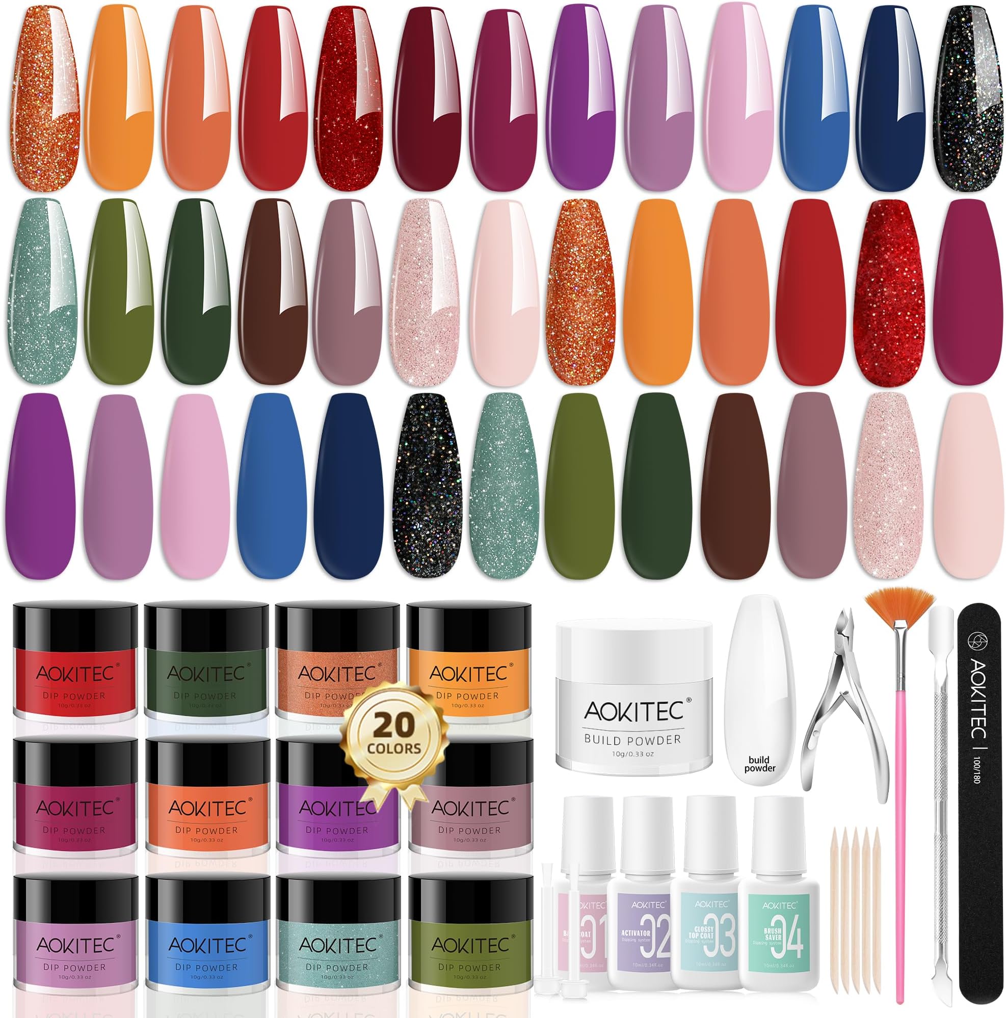Amazon.com: Openlive 32 Color Dip Nail Powder Starter Kit 36 Bottle ...