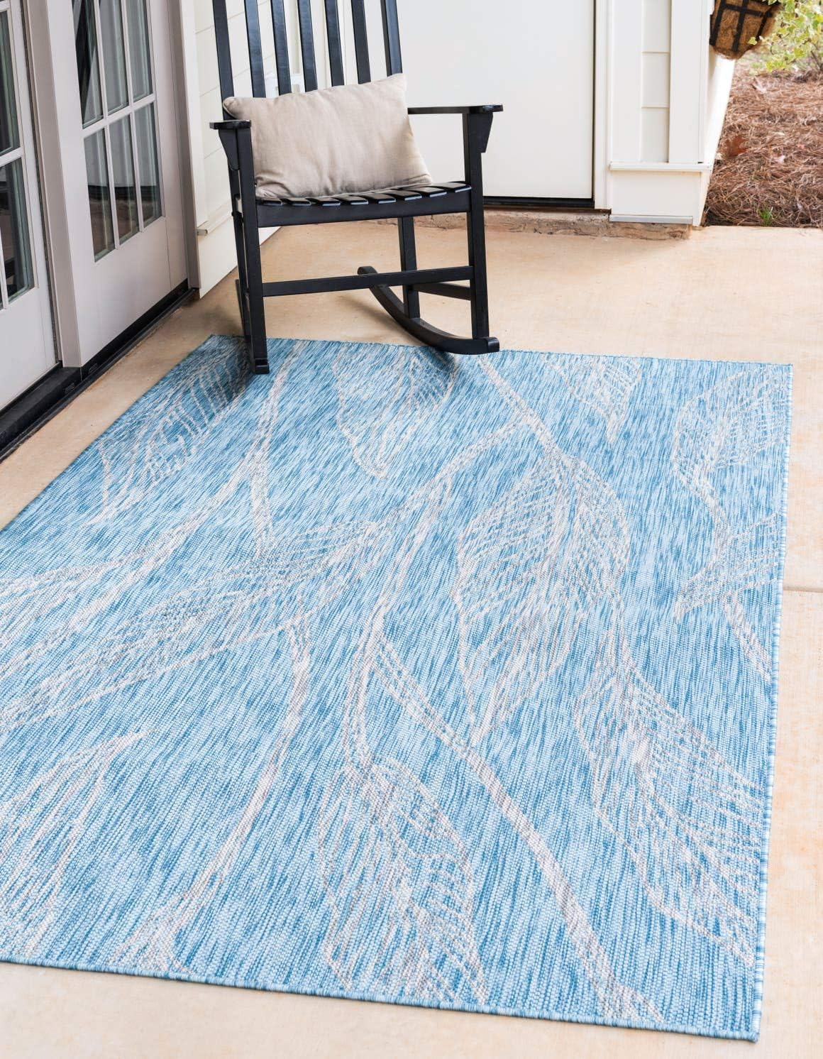Amazon.com: Unique Loom Outdoor Botanical Collection Area Rug - Leaf (5 ...