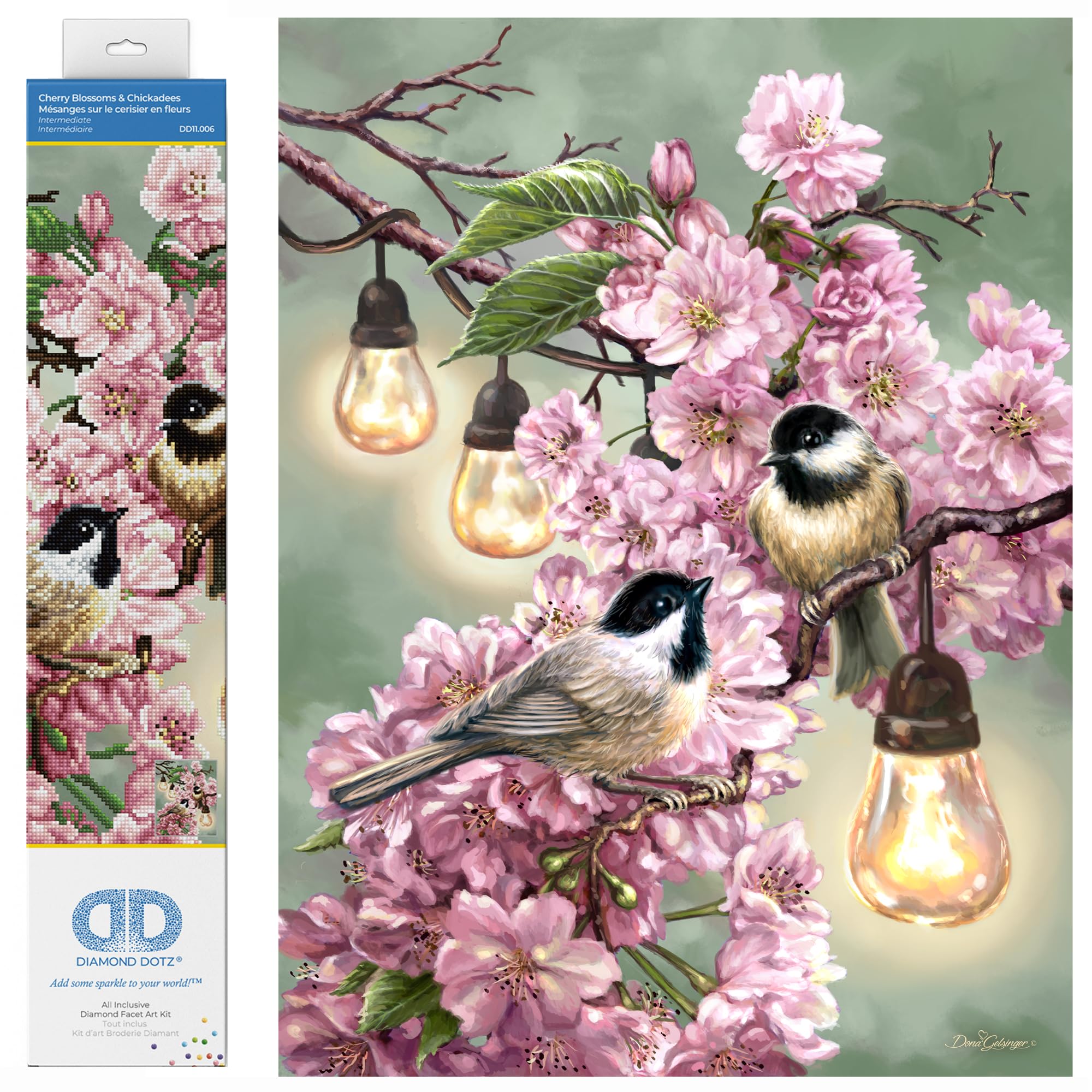 Amazon.com: DIAMOND DOTZ Cherry Blossoms & Chickadees Art Craft Kit ...