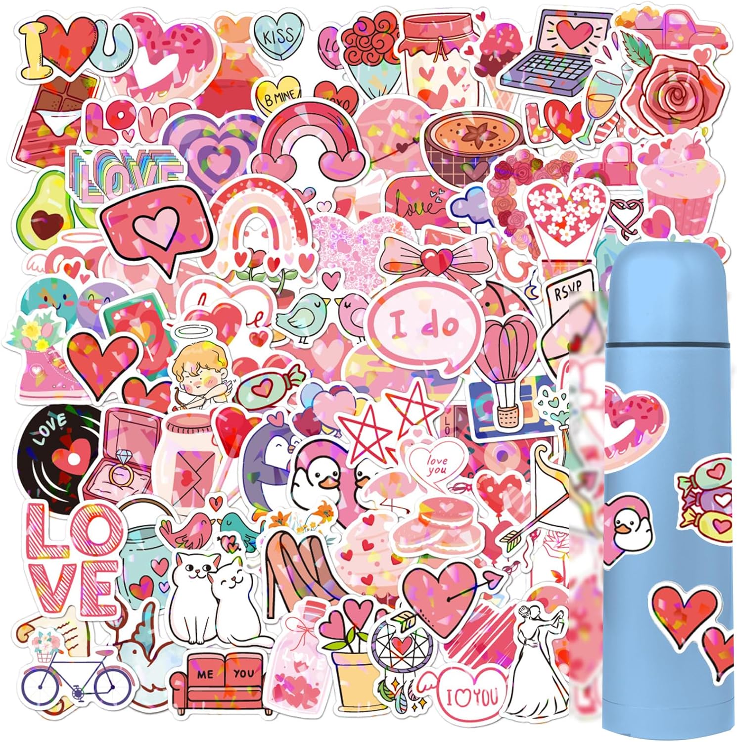Fychuo 100 PCS Waterproof Cartoon Stickers, Love, Matte, Irregular ...