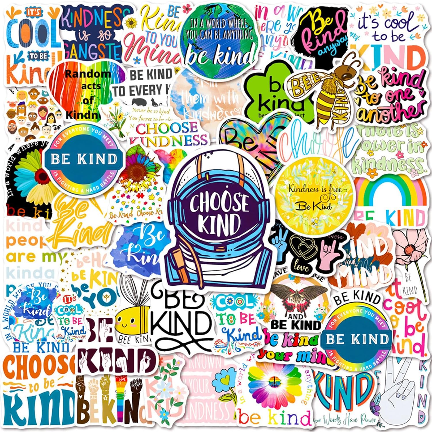 Amazon.com - 50Pcs Be Kind Stickers Pack, Inspirational Quote, Kindness ...