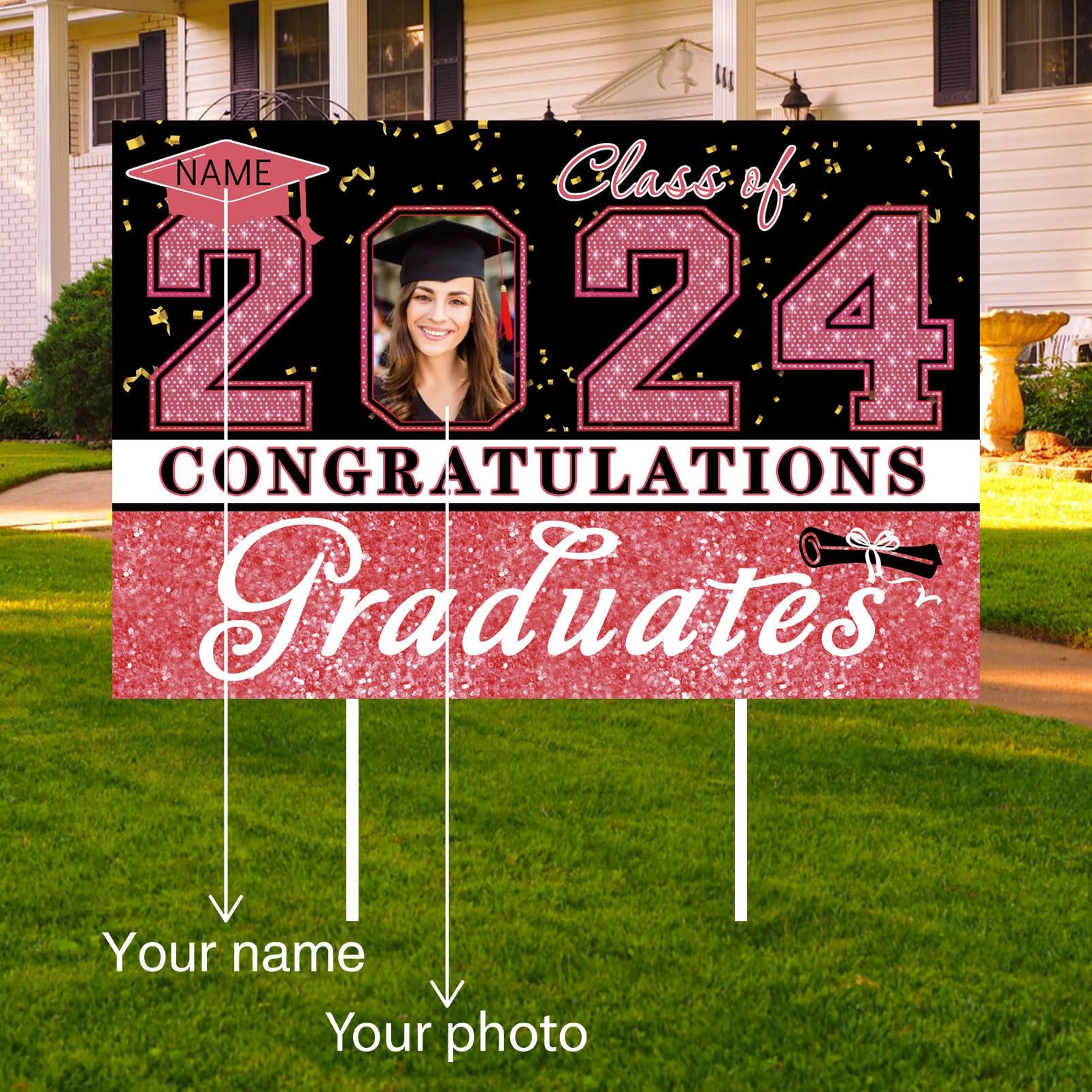 Snapklik.com : Dicodes Personalized Graduation Yard Sign