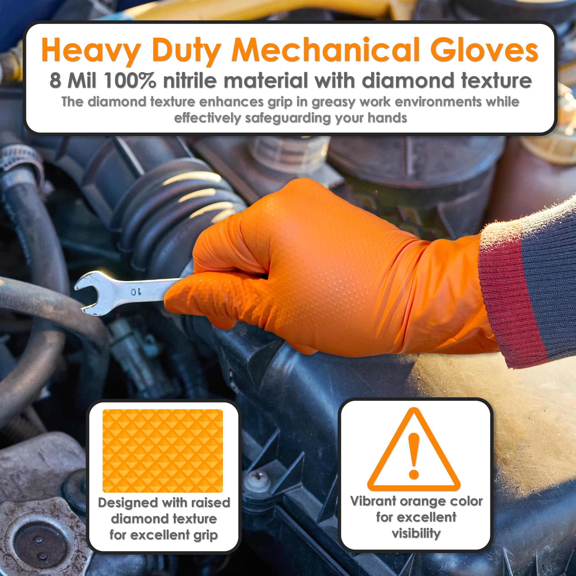Snapklik.com : Heavy Duty Nitrile Gloves Orange 8 Mil Shop Gloves ...