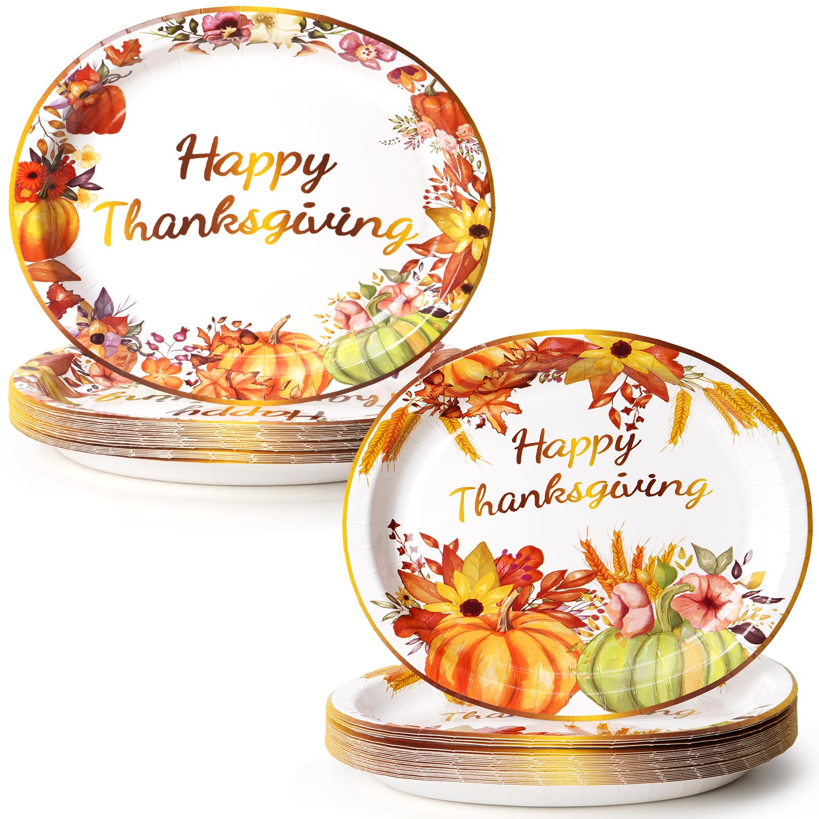 Amazon.com: KTCNMER 50 Pcs Thanksgiving Oval Plates 12" X 10" Paper ...