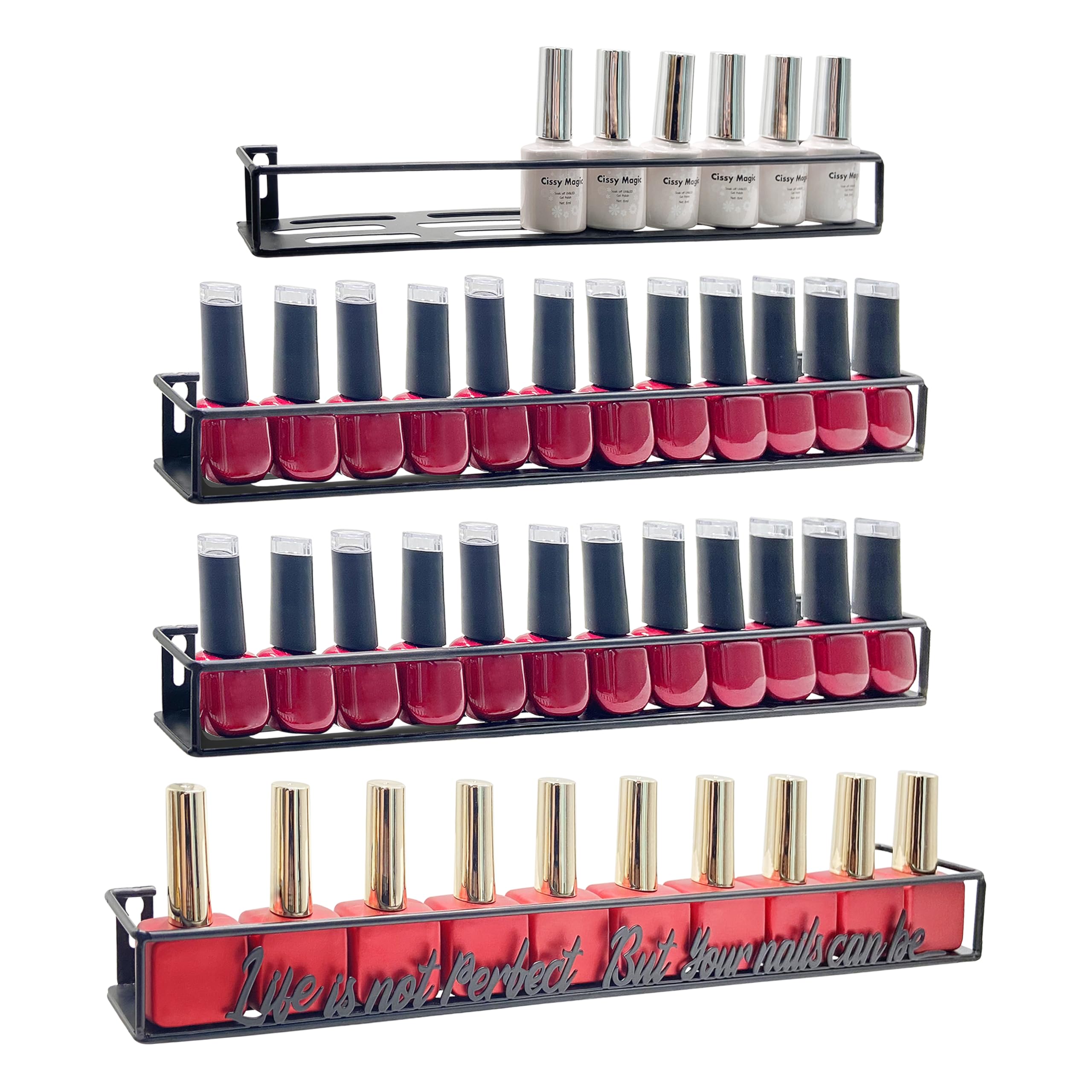 Amazon.com: 4 Packs Metal Nail Polish Rack Wall Mounted Shelf 16.5 x 2 ...