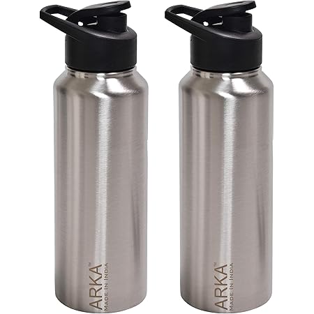 Arka Stainless Steel Chromo Water Bottle,Sipper Cap (Set of 2), 750 ml ...
