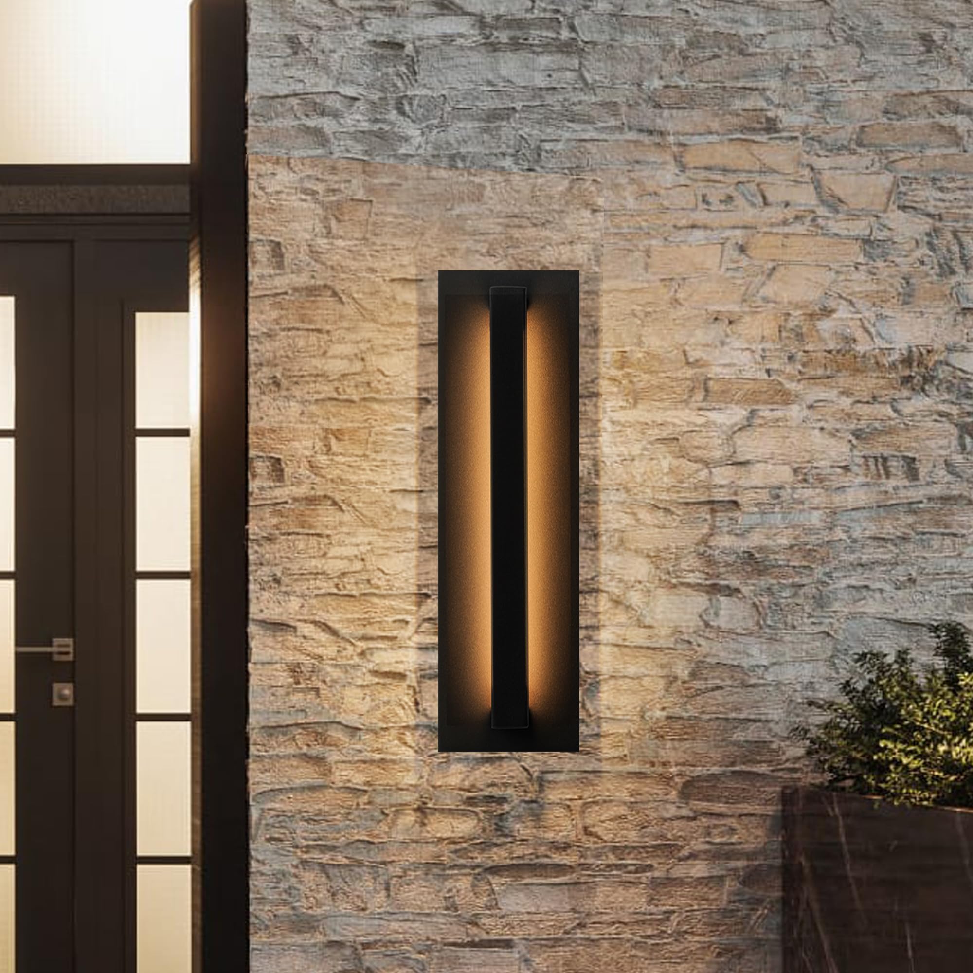 OUPAVOCS 16 inch Modern Outdoor Wall Lights LED, Mate Black Exterior ...