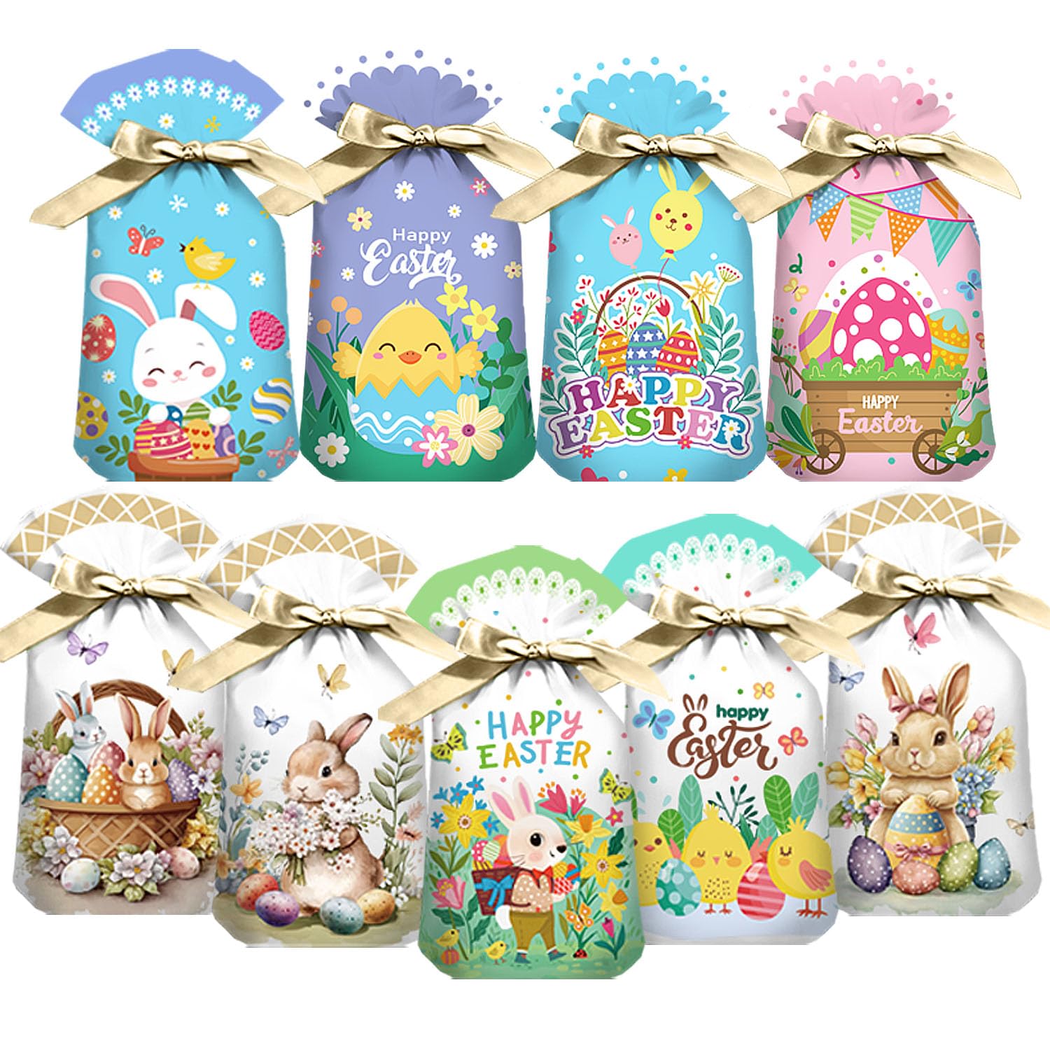 Fulljoyhut Easter Drawstring Gift Bags Set 45 Pcs Easter Treat ...