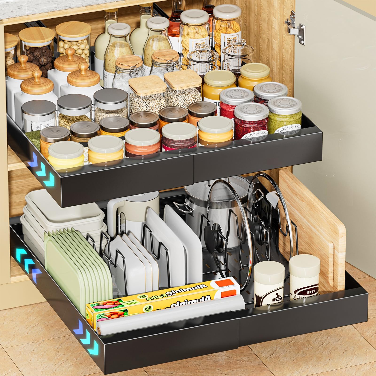 Amazon.com: MuiiuM 2 Pack Pull out Cabinet Organizer Fixed with ...