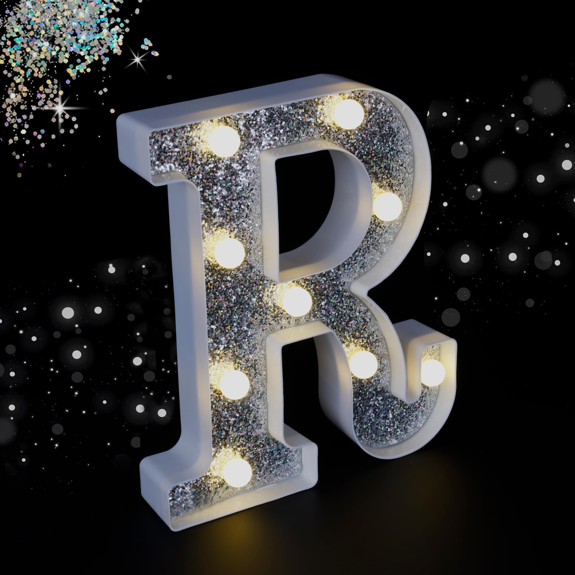 Amazon.com: Marquee Light Up Letters, Glitter Silver LED Letter Lights ...
