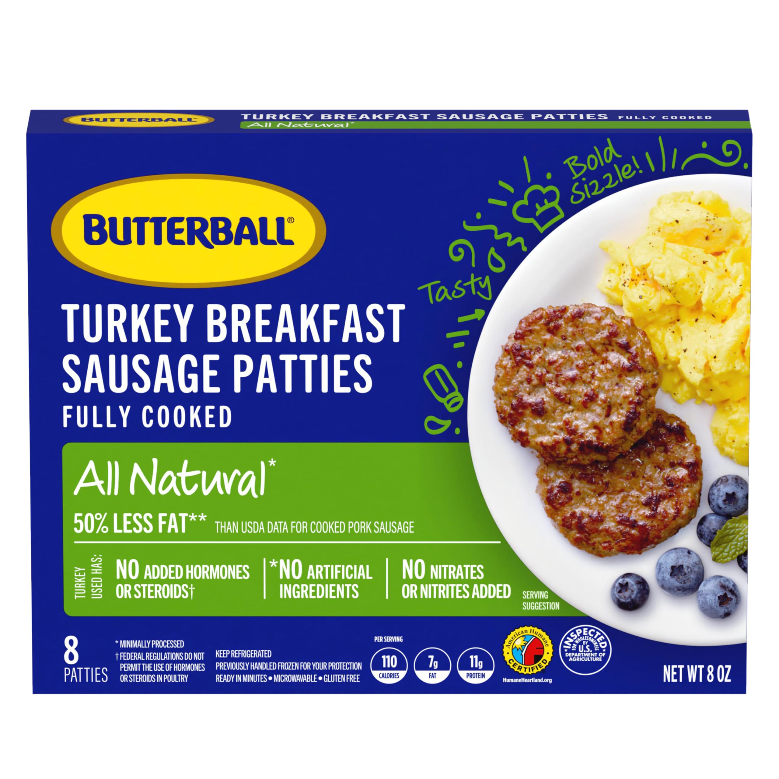 Butterball All Natural Fully Cooked Breakfast Sausage Patties 8 Oz ...