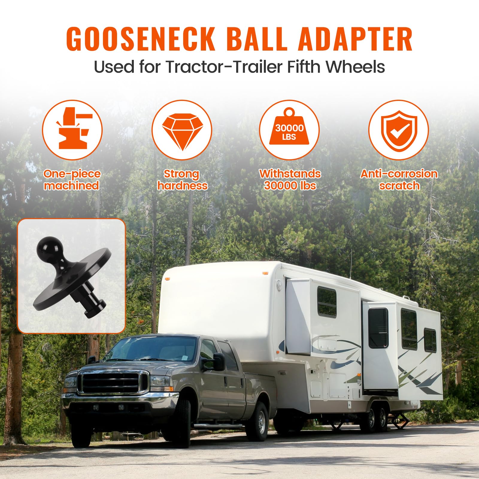 Snapklik.com : 5th Wheel To Gooseneck Adapter, 2-5/16" Kingpin To ...