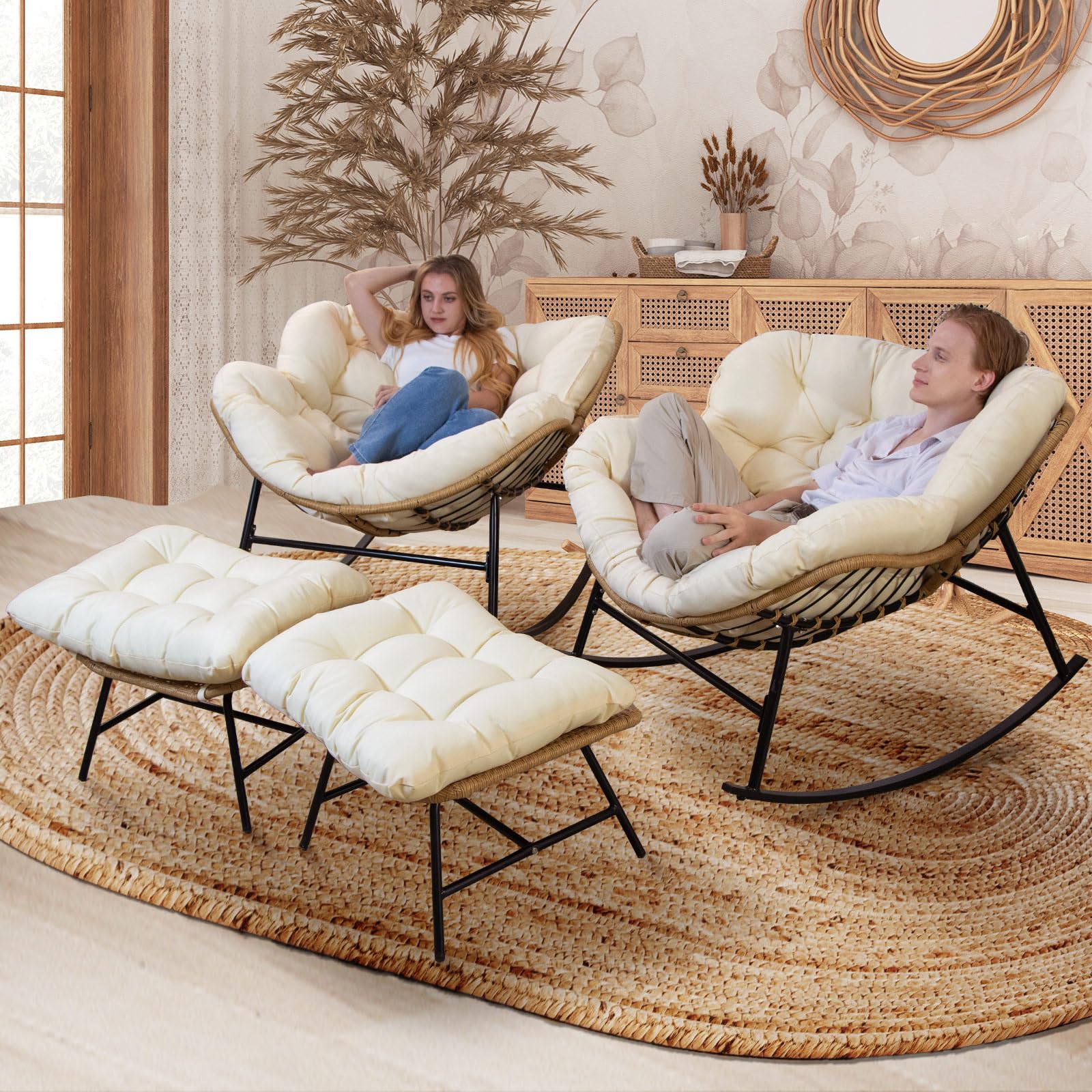 Amazon.com: NICESOUL® Indoor Outdoor Rocking Chair with Padded Cushion ...