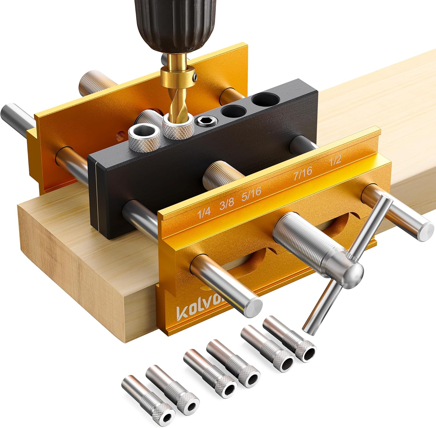 Kolvoii Self Centering Dowel Jig, Wide Capacity 6.7" Adjustable Width ...