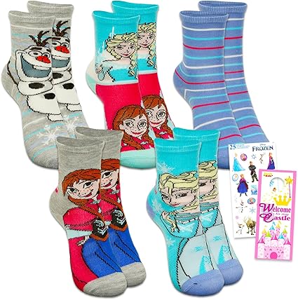 Amazon.com: Disney Frozen Novelty Socks Set - Bundle with 5 Pairs of ...