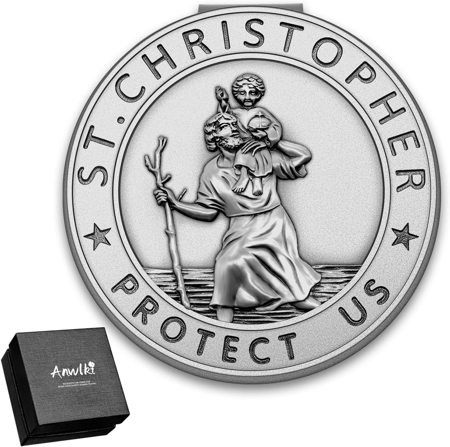 Amazon.com: Anwlki St Christopher Medal for Car Saint Christopher Visor ...