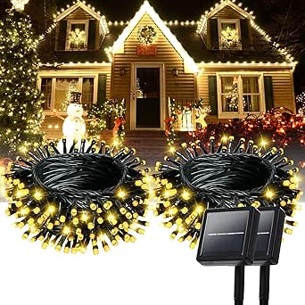 2 Pack 240 LED Solar String Lights for Outside, Total 110FT Outdoor ...