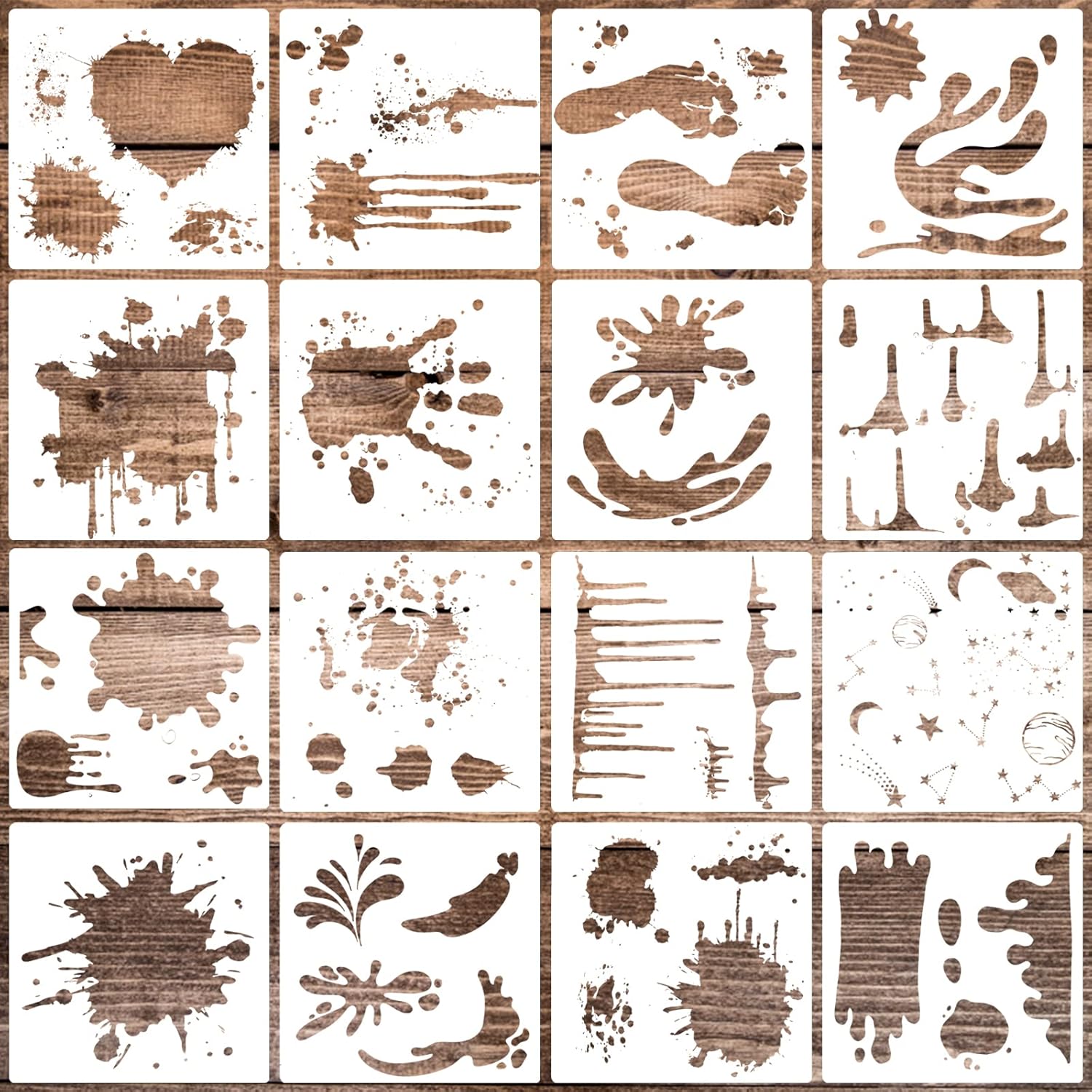 Amazon.com : 16 Pcs Stain and Splatter Stencils Shoe Stencils Graffiti ...