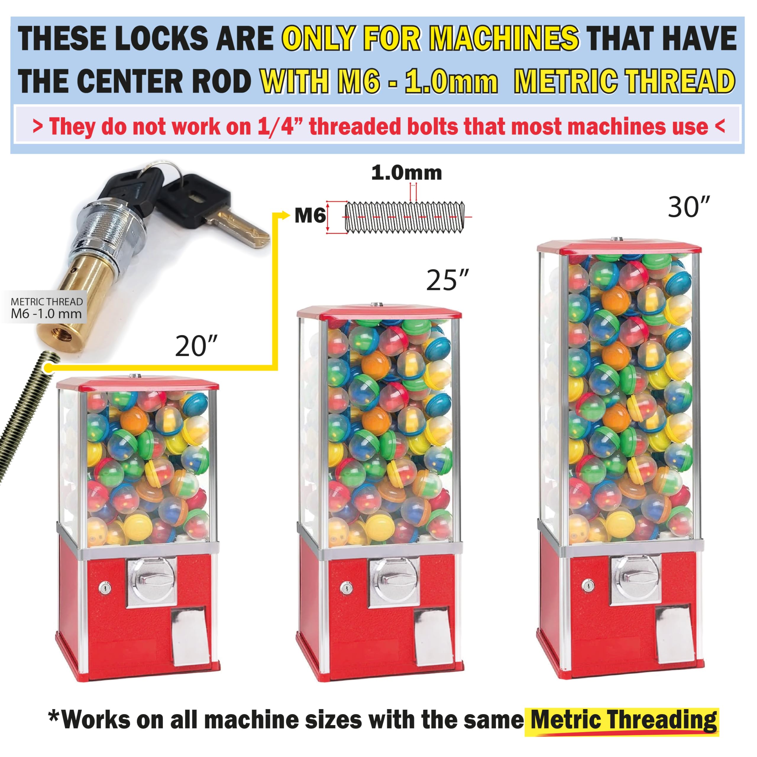 Vending Machine Lock Key Gumball Machine Lock & Key Replacement - Metal ...