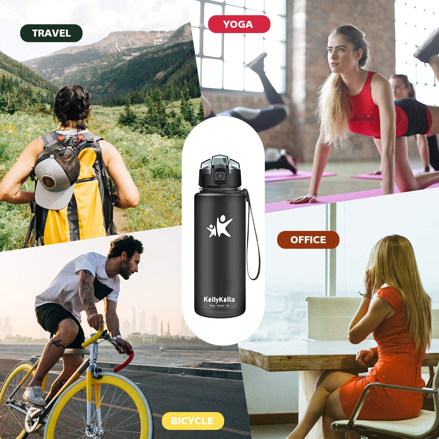 KollyKolla Sports Water Bottle 32 oz/1L, 24 oz, 17 oz, 13 oz , BPA Free ...