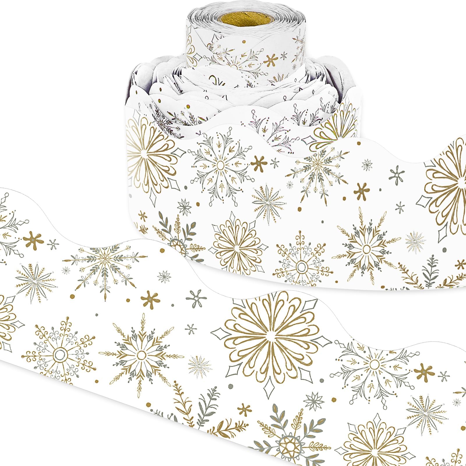 Amazon.com: AnyDesign 65Ft Christmas Bulletin Board Border Grey Gold ...