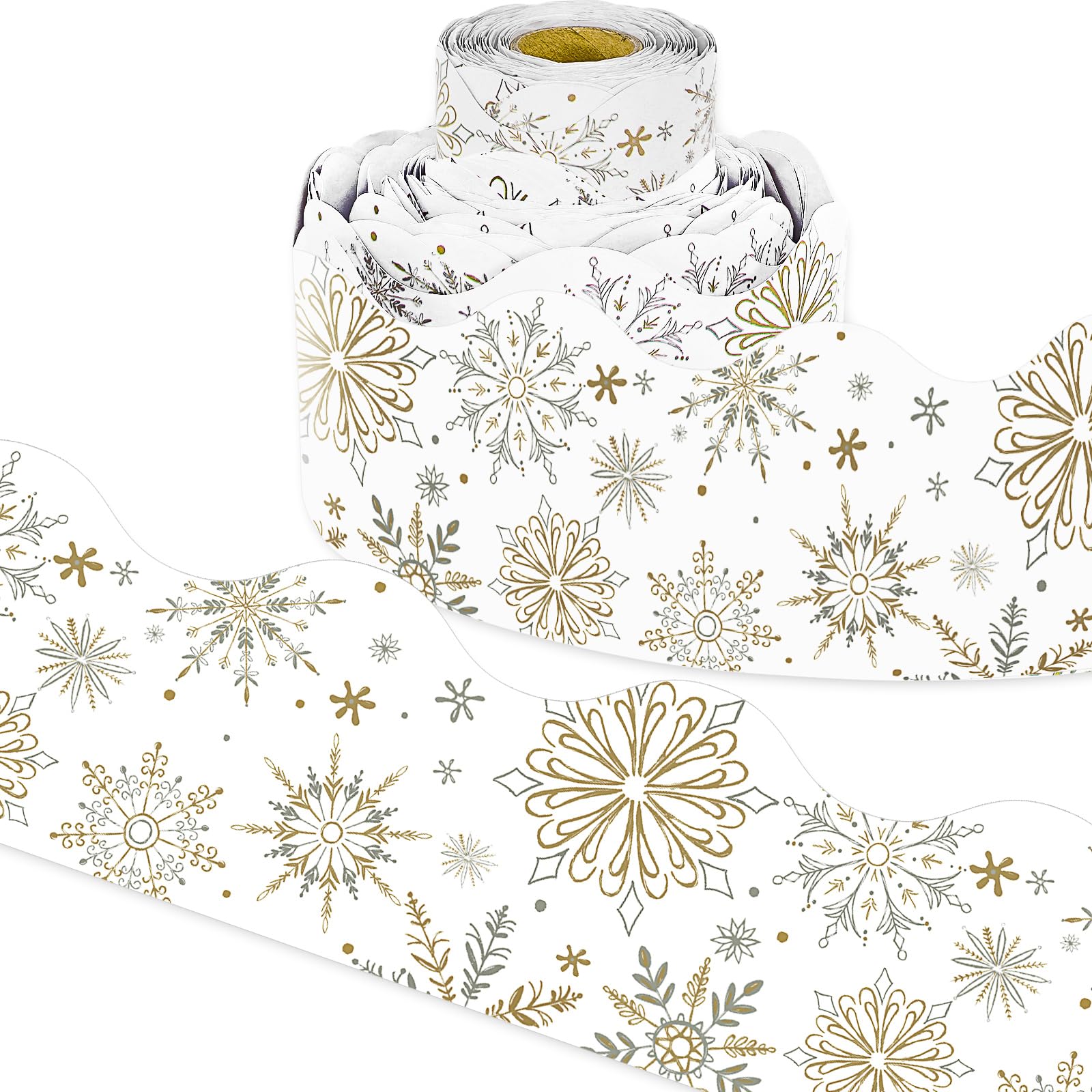 Amazon.com: AnyDesign 65Ft Christmas Bulletin Board Border Grey Gold ...