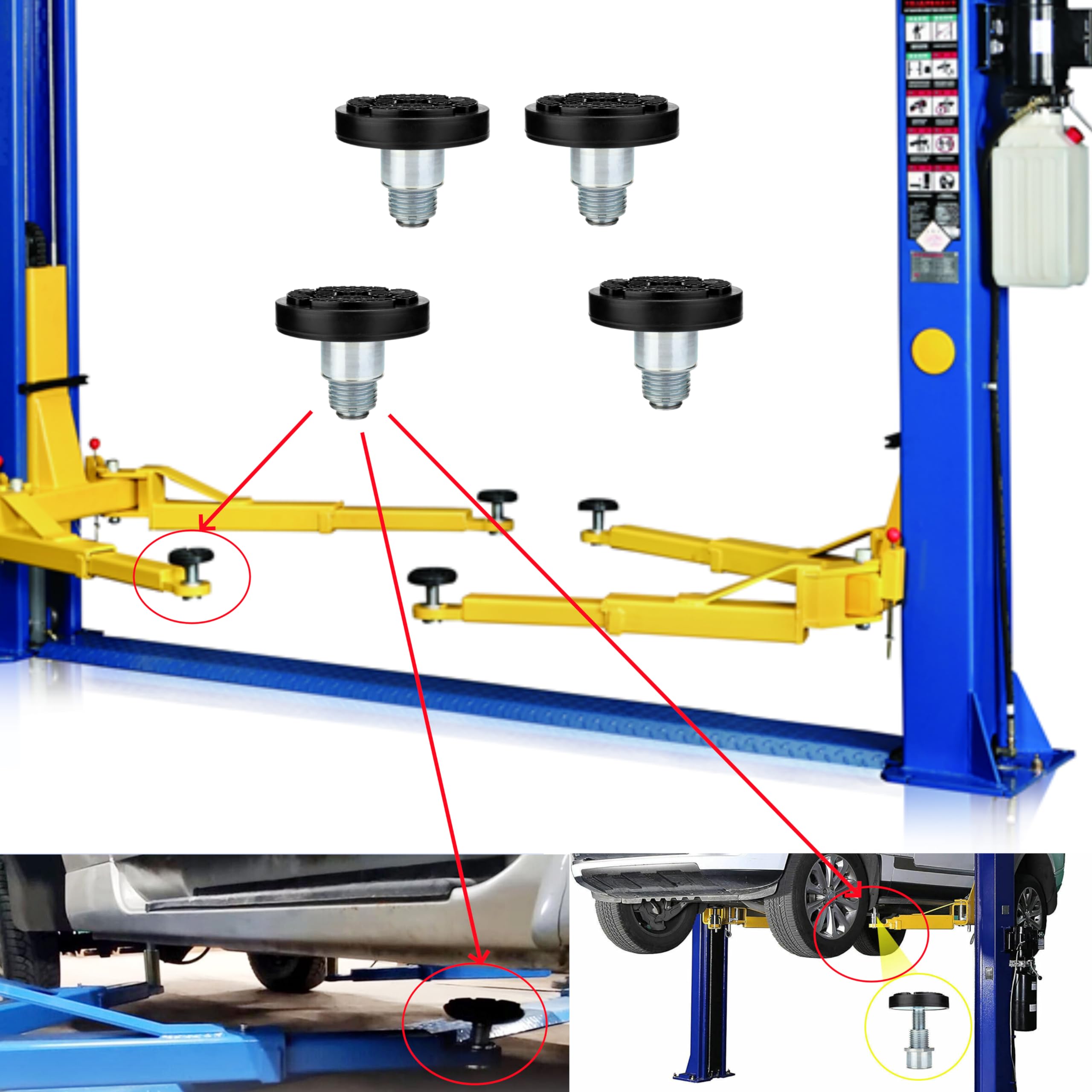 Amazon.com: 4 Car Lift Rubber Tray Heightening Feet Plus High Leg Pads ...