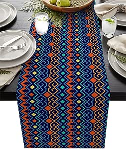 Amazon.com: Bohemia Table Runner 72 Inches Long - Multicolors Abstract ...