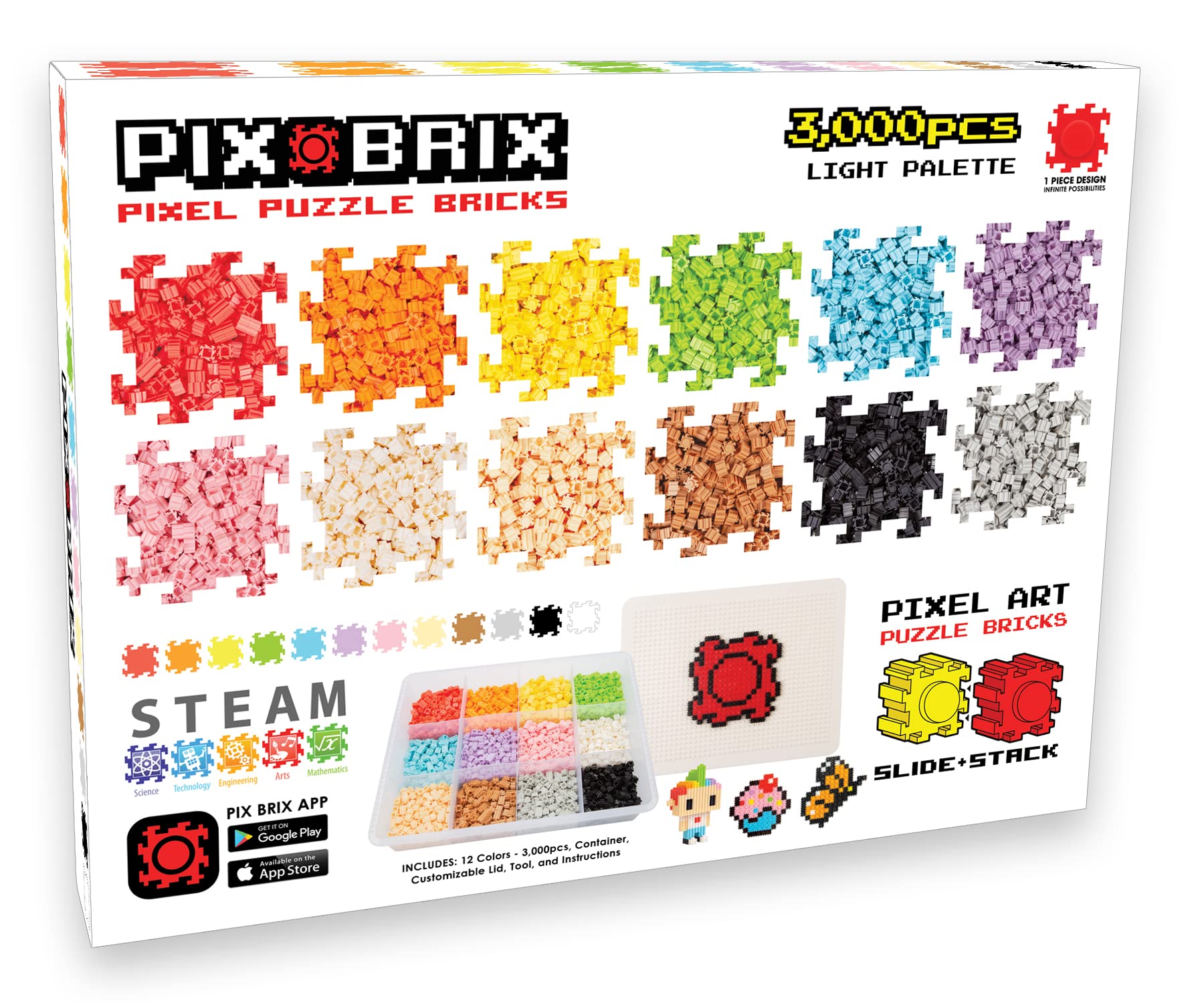 Buy Pix BrixPixel Art Puzzle Bricks – 3,000 Piece Pixel Art Container ...