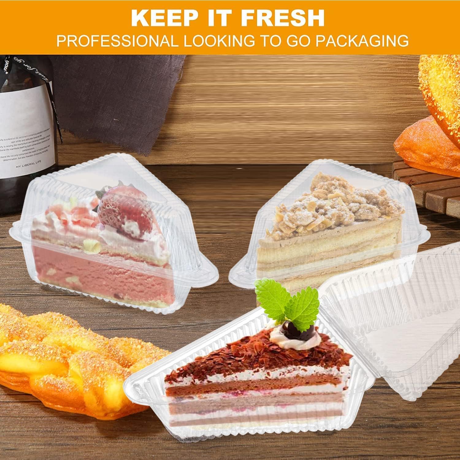 Cake Slice Containers 50 Gold Clear Triangle Cake Slice Boxes Plastic
