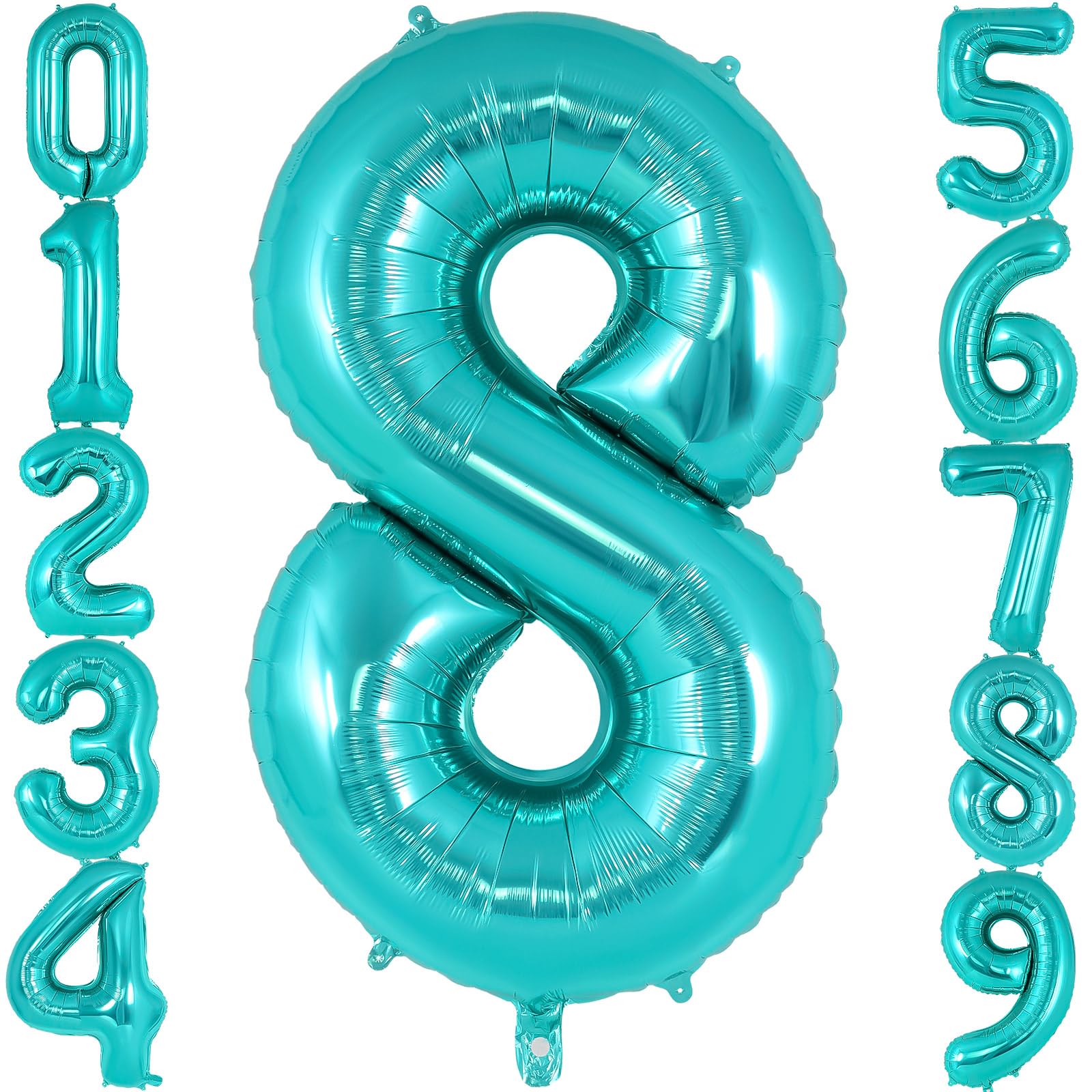 Amazon.com: Teal Blue Number 8 Balloon, 40 Inch Big Large Foil Helium ...