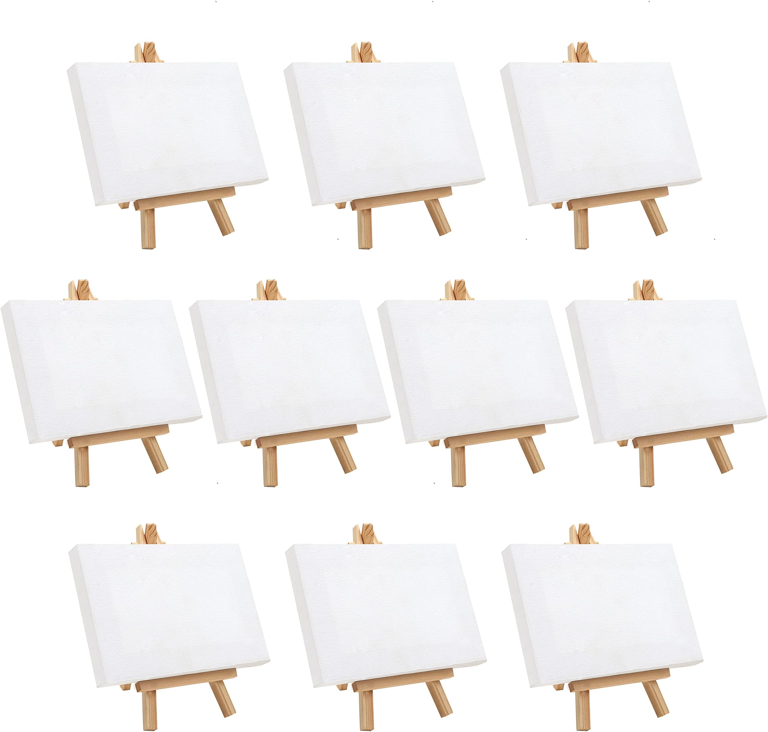 Belle Vous 10 Pack Mini Art Canvas with Wooden Easel - H15.5 x W8.9cm ...