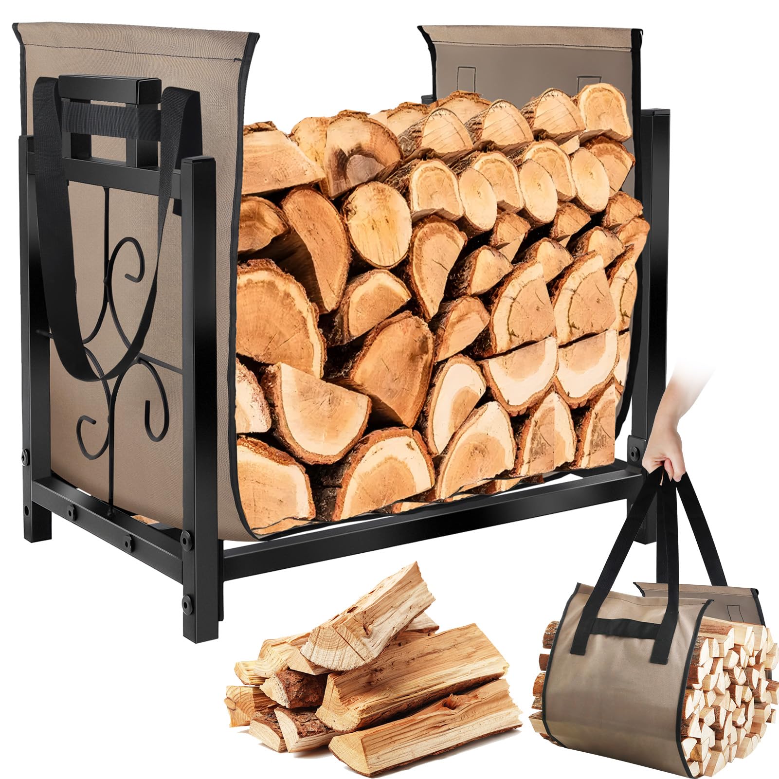 Amazon.com: Aifanss Firewood Rack Indoor, Heavy Duty Metal Firewood ...