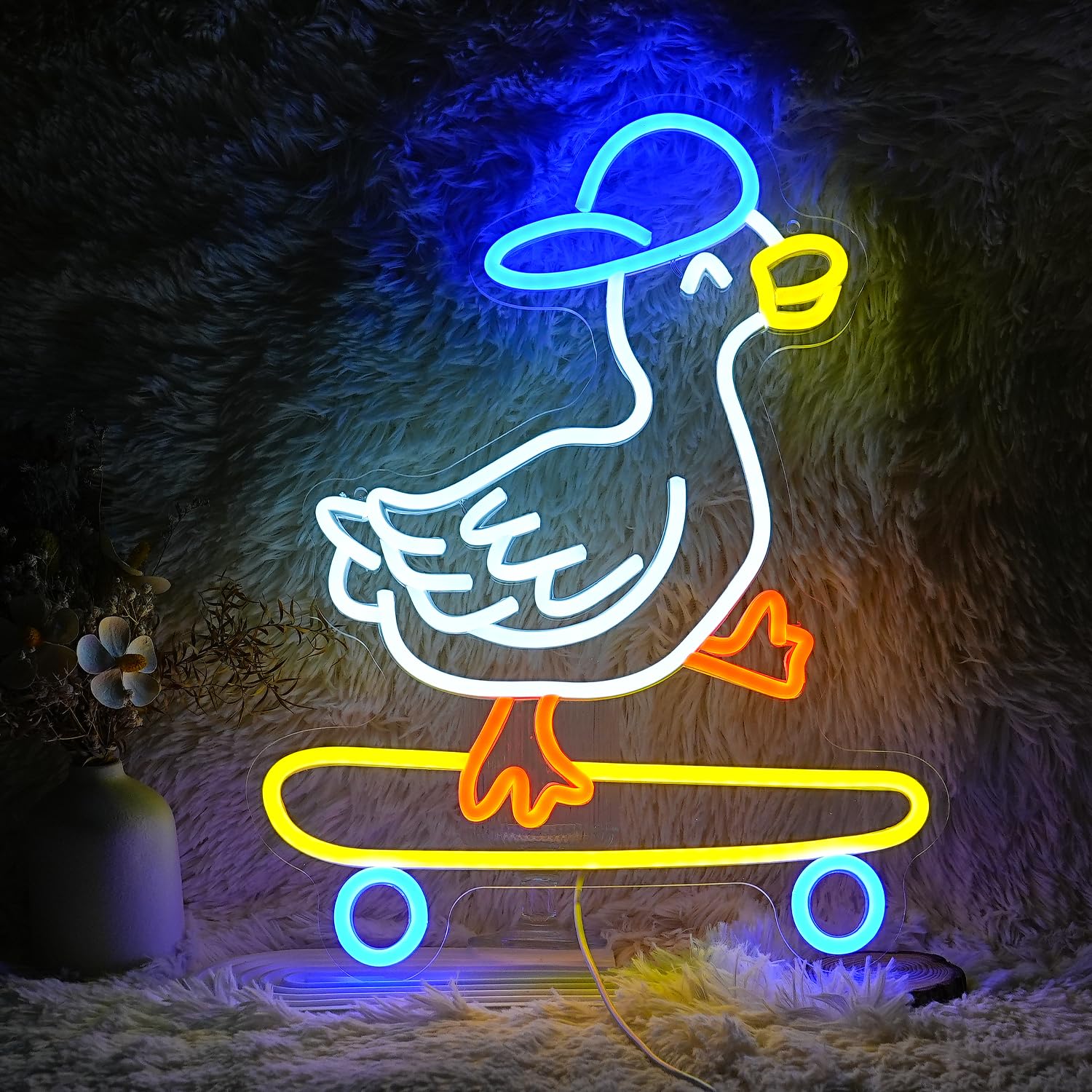Amazon.com : Skateboard Duck Neon Sign Dimmable LED Happy Duck Neon ...