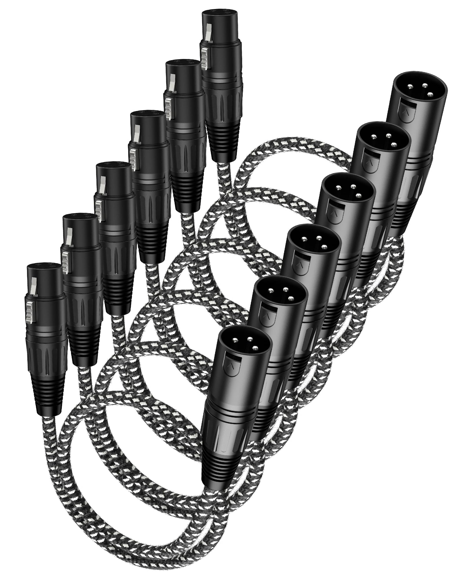 Snapklik.com : Short XLR Cables, Microphone Cable 2ft Feet 6 Pack, Mic ...