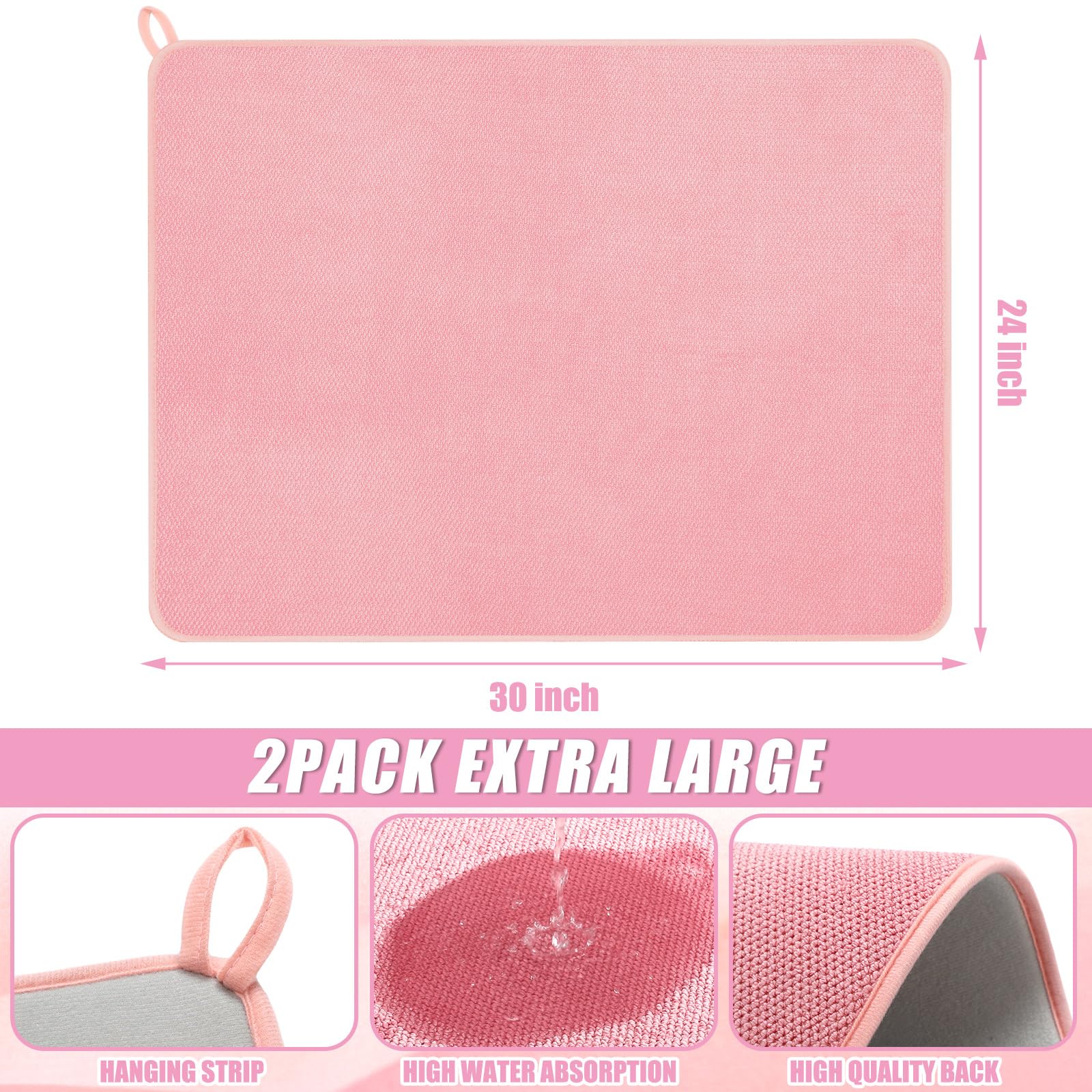 Snapklik.com : Hushee 2 Pack Extra Large Dish Drying Mat Microfiber ...