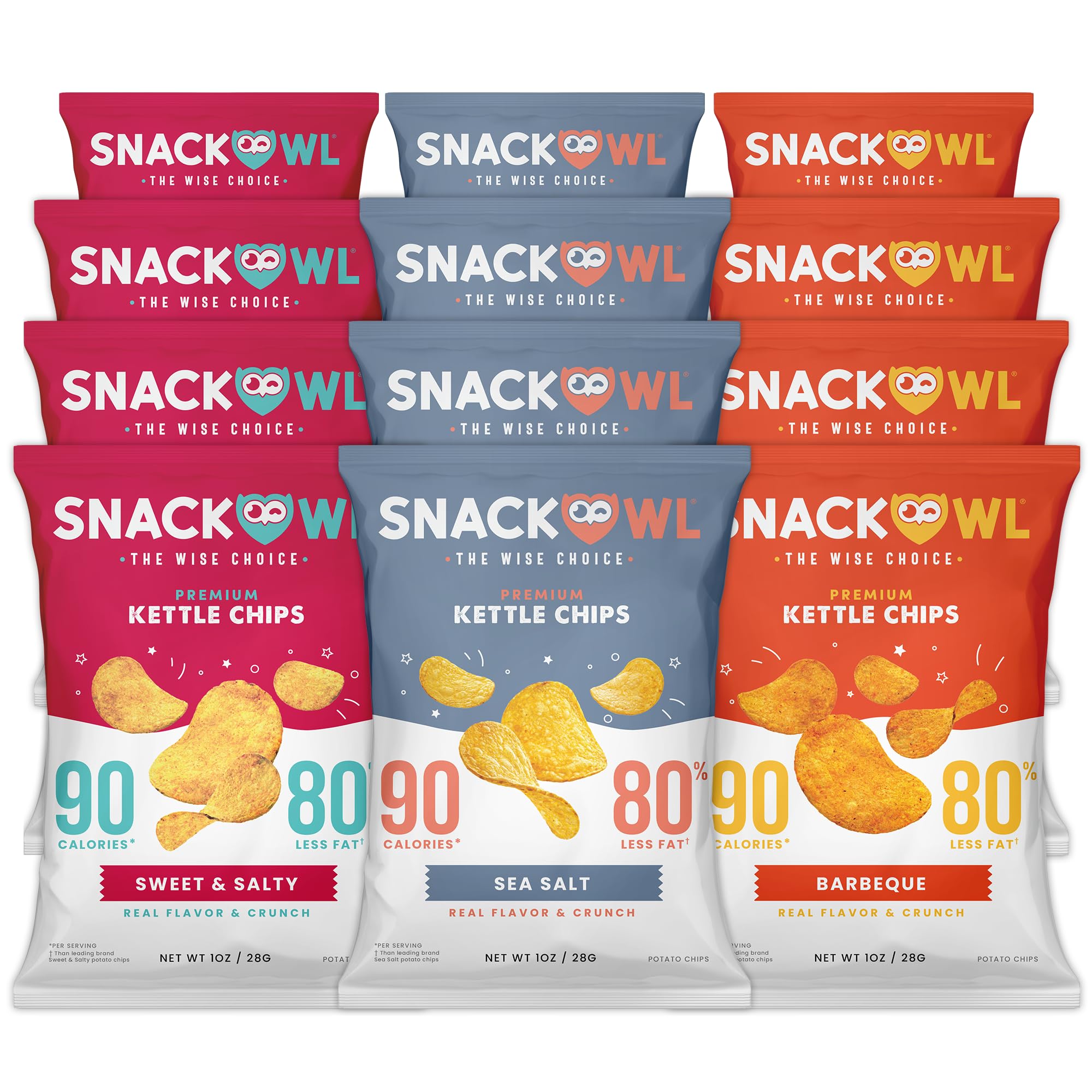Amazon.com: Snack Owl Variety Pack Low Calorie Chips - 12, 1oz Bags of ...