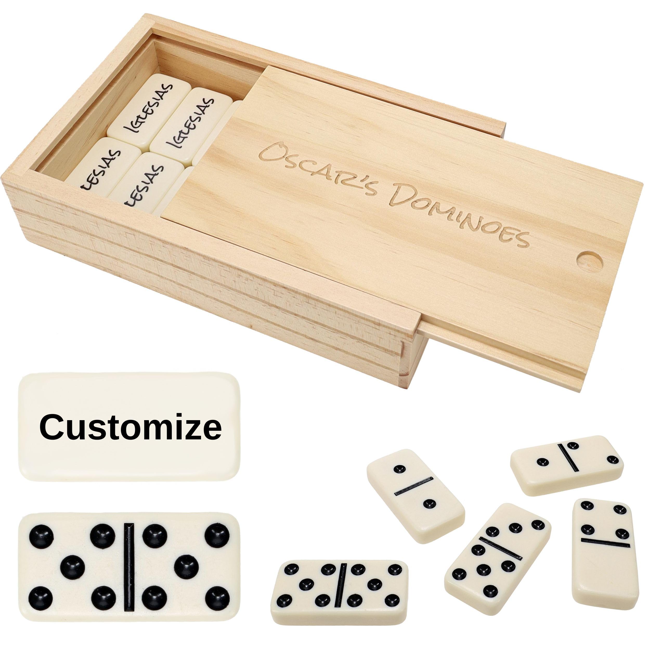 Amazon.com: WE Games Personalized Double 6 Dominoes in Wooden Case ...