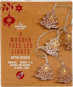 Morrisons 8 Led Wooden Tree Lights : Amazon.co.uk: Home & Kitchen