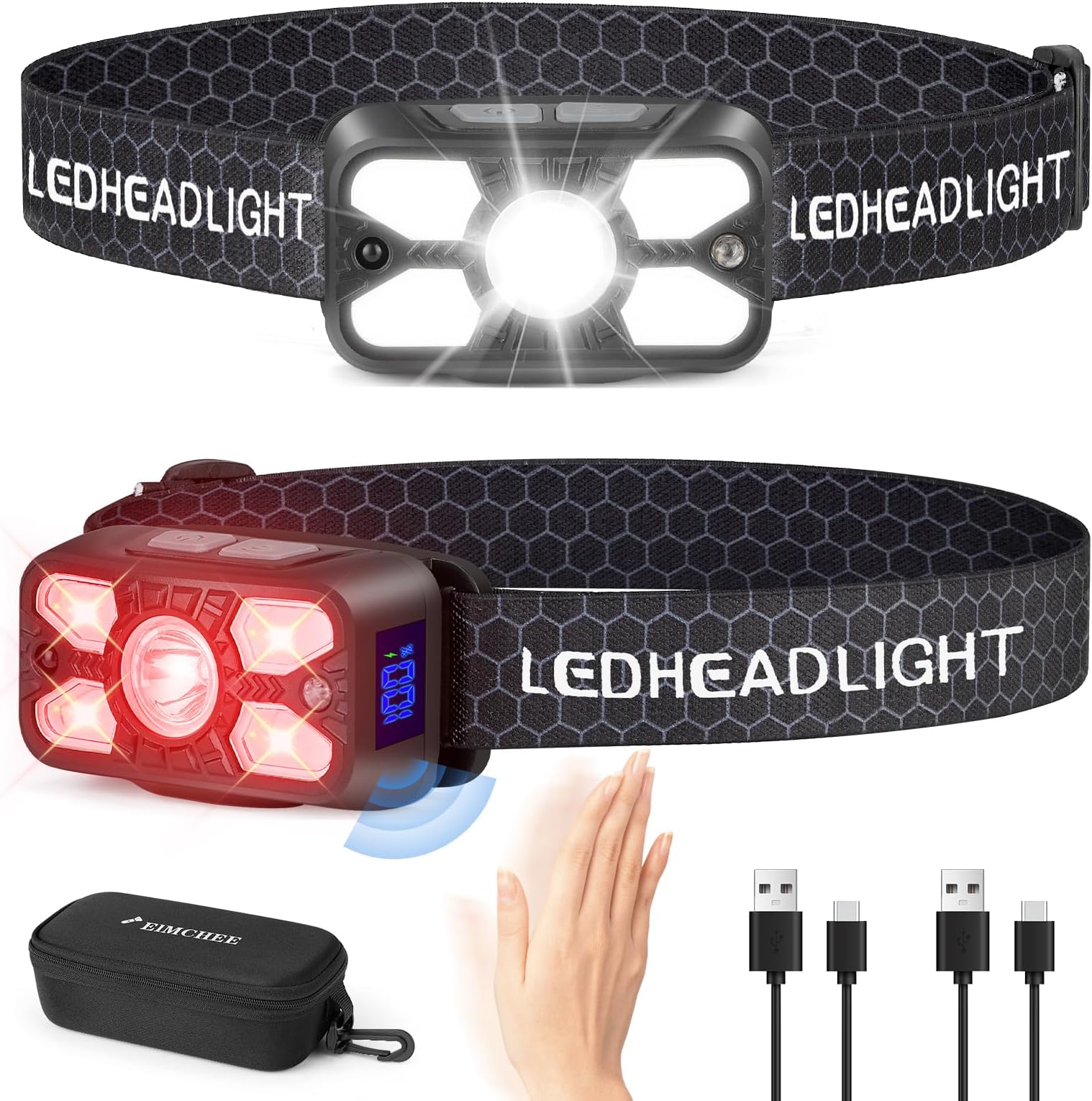 Amazon.com: Head Lamp, Rechargeable Headlamp with Red and Green Light ...