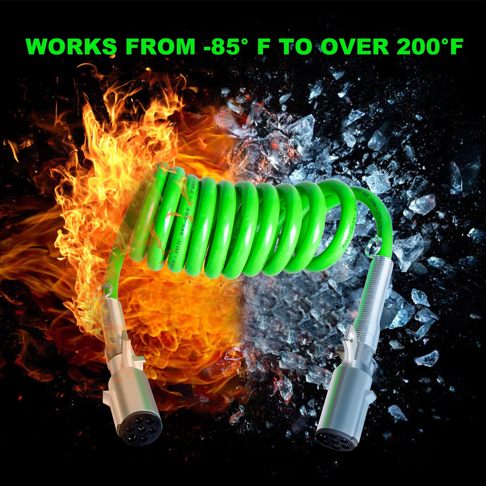 Snapklik.com : 7 Way Coiled Trailer Cord 15 FT ABS Coil Cable ...