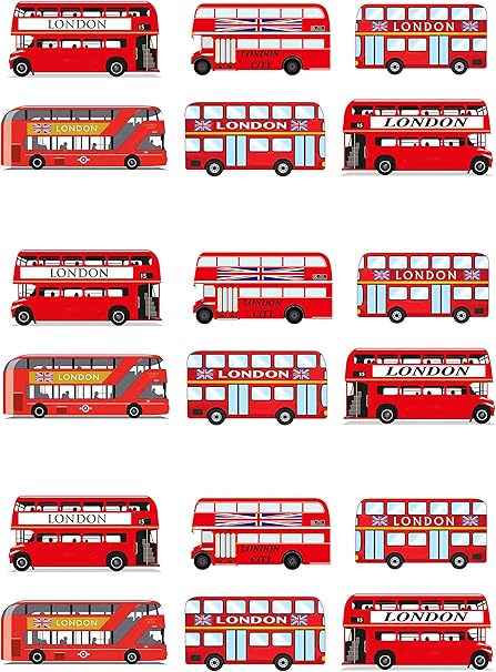 18 Stand Up London Bus Themed Edible Wafer Paper Cake Toppers ...