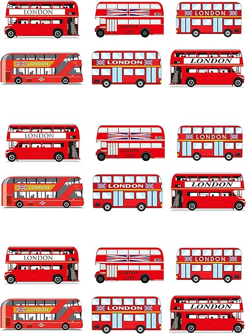 18 Stand Up London Bus Themed Edible Wafer Paper Cake Toppers ...