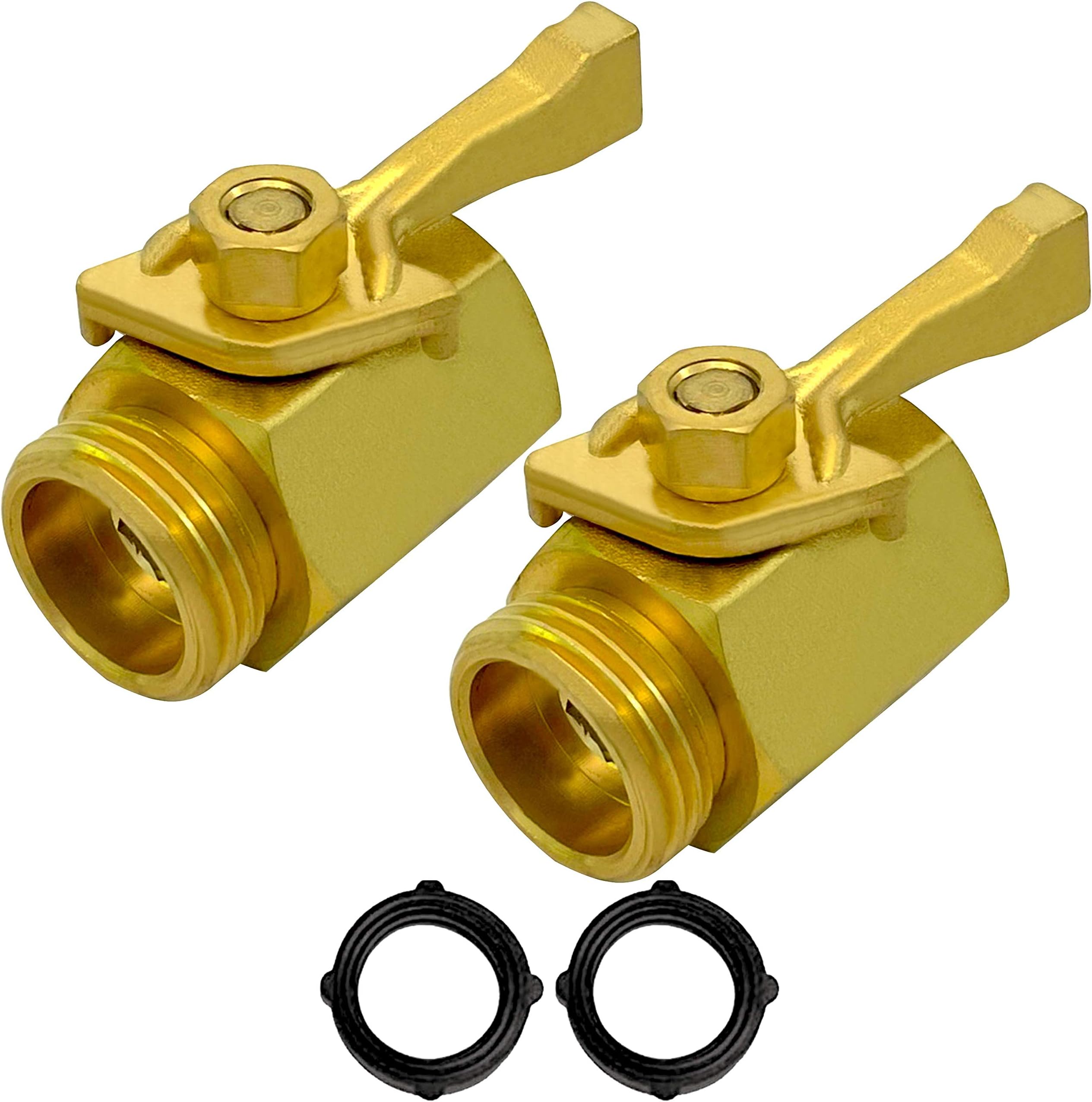Amazon.com : Heavy Duty Brass Hose Shut Off Valve | 2 Pack Garden Hose ...