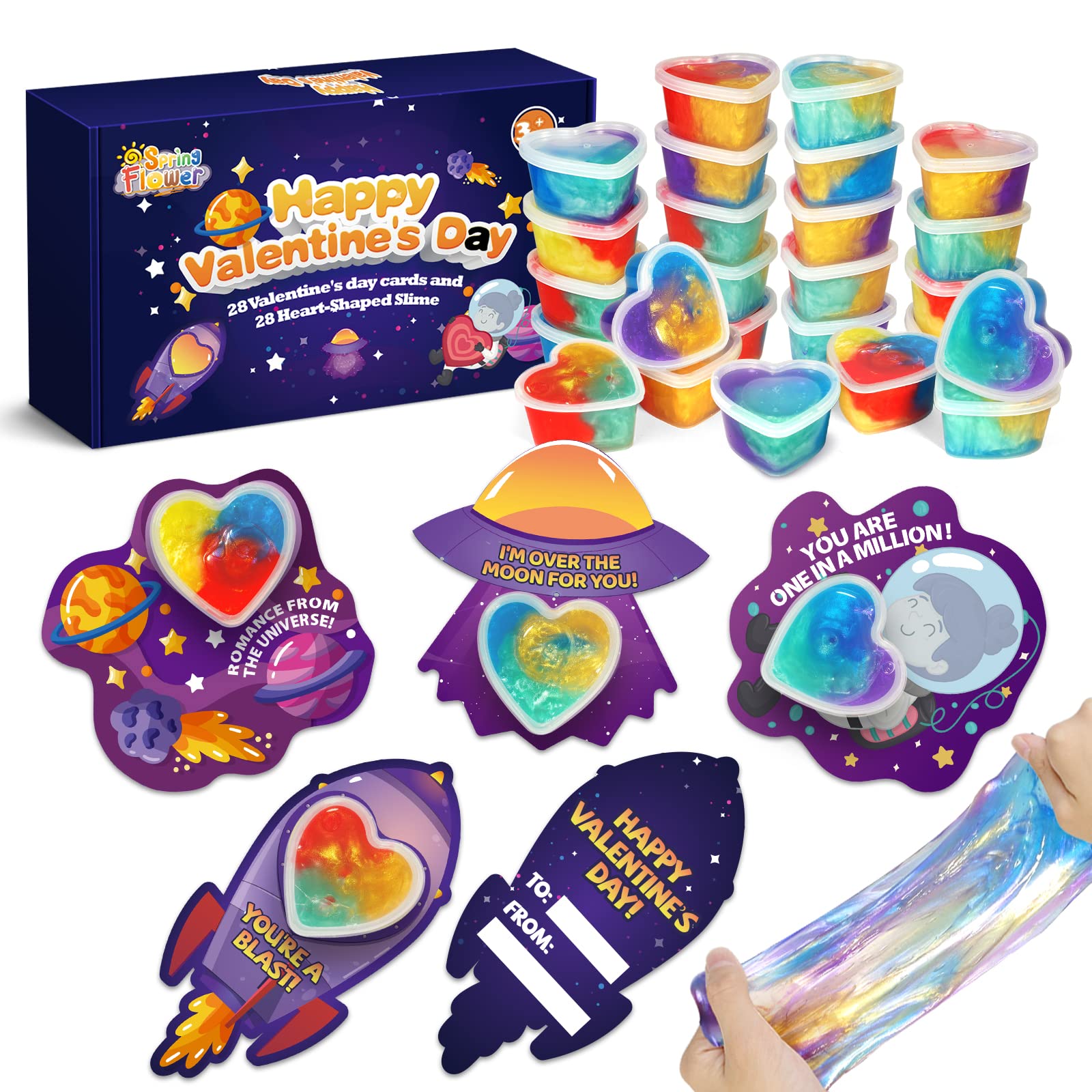 Amazon.com: Valentines Day Cards for Kids Classroom - 28 Set of Galaxy ...