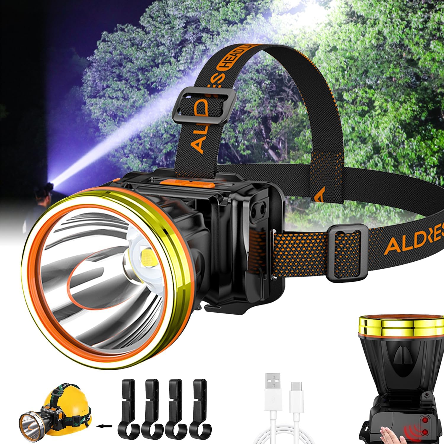 TOPRATED High Power LED Headlamp Super Bright Adult Motion Sensor ...
